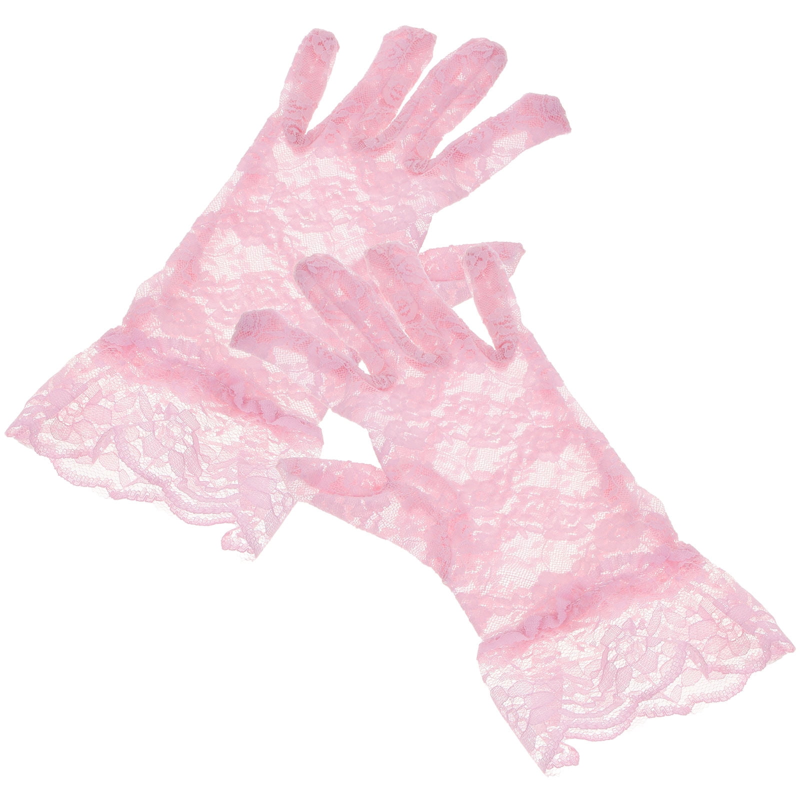 FELTECHELECTR Women Lace Gloves Pink Fitted for Bridal Wedding Prom ...