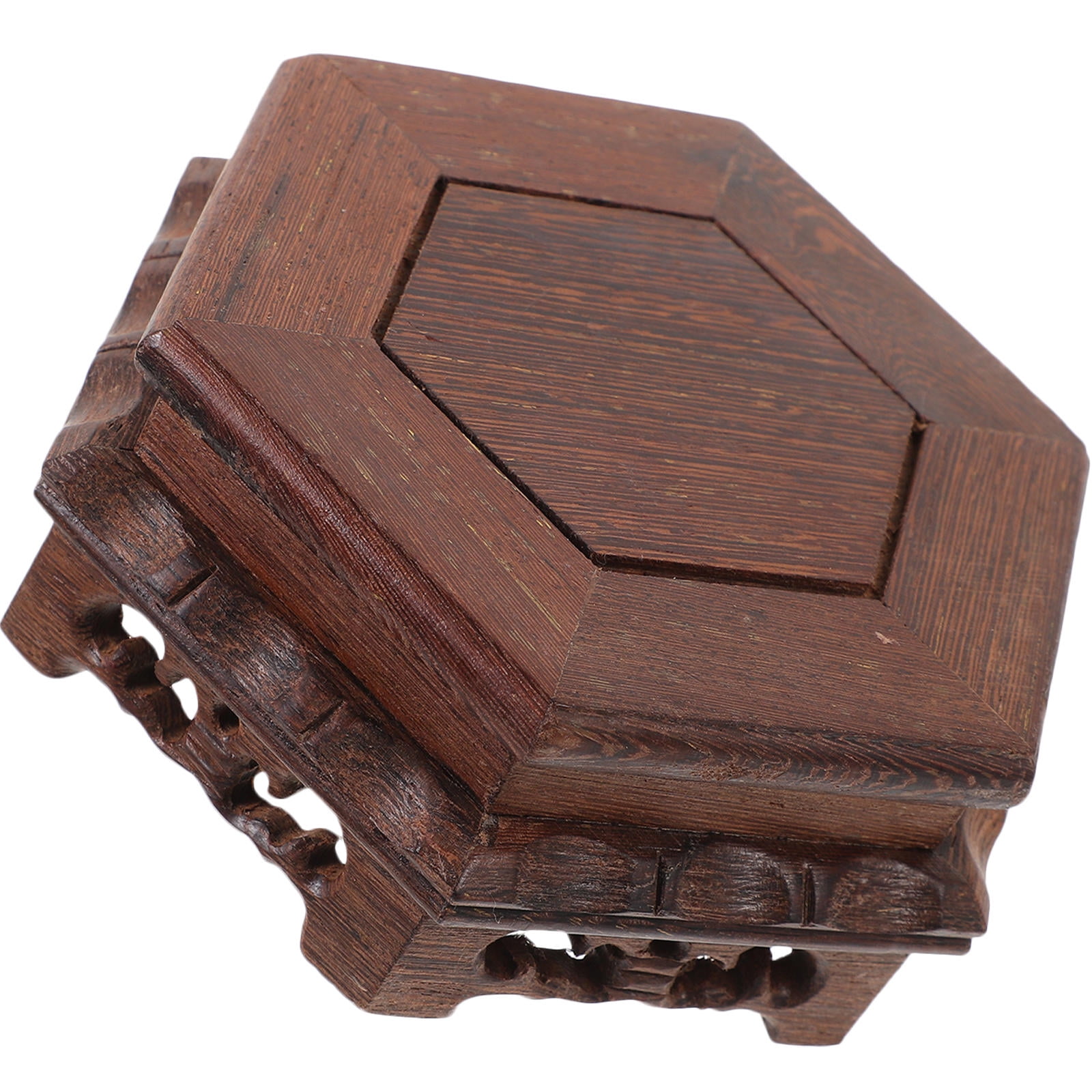 FELTECHELECTR Wooden Riser Stand Hexagonal Flower Pot Base Wooden ...