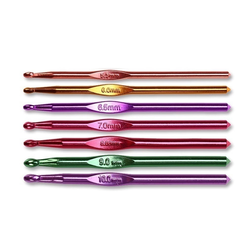 Acdanc 8Pcs Colored Aluminum Crochet Hooks Set, Sizes 2-5.5mm, Heat ...