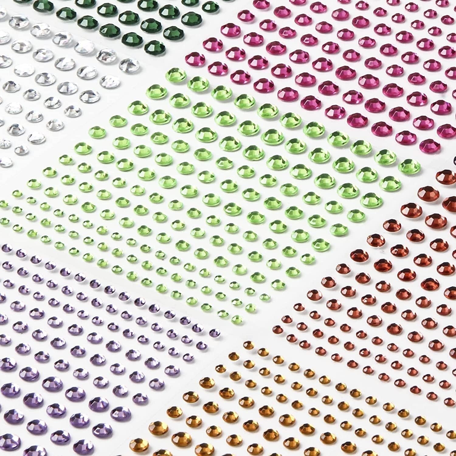 FEMBW Round Gemstones Rhinestones, 2300+Pcs Self Adhesive Gem Stickers ...