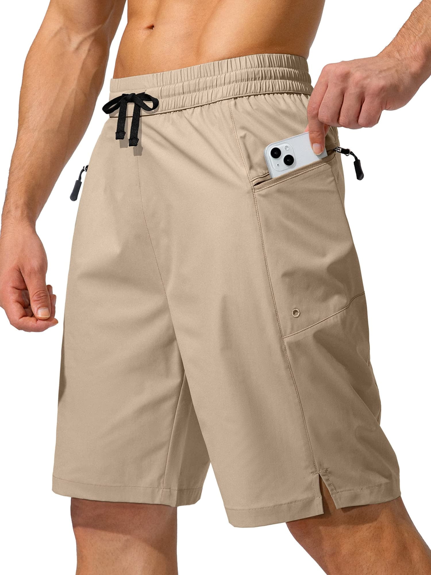 FEN AI Men's Board Shorts with Pockets Long Swim Trunks Quick Dry ...