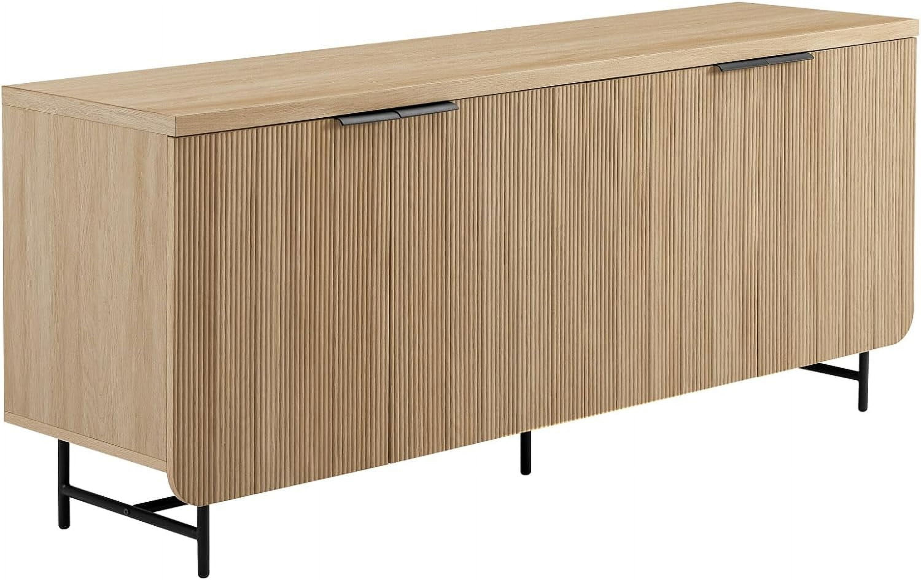 FENCHUN Modern Scandinavian Fluted Door Kitchen Storage Sideboard ...
