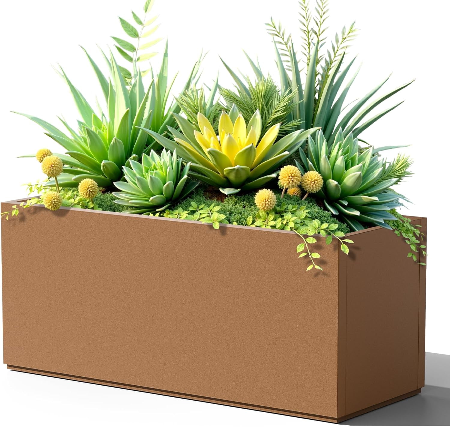 FENCY Large Metal Planter, Large Rectangular Planters for Outdoor ...