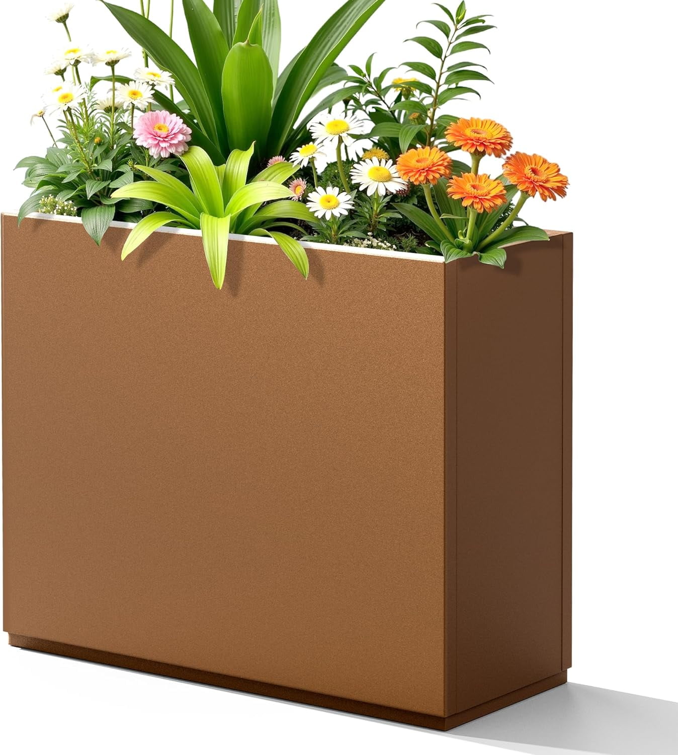 FENCY Metal Planter Box, Large Rectangular Planters for Outdoor Plants ...