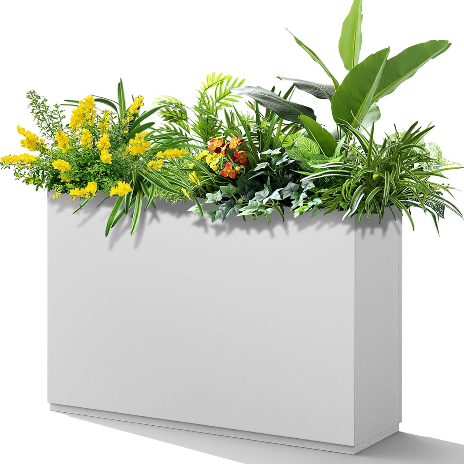FENCY Metal Rectangular Planter Box Large Planters for Outdoor , Tall ...