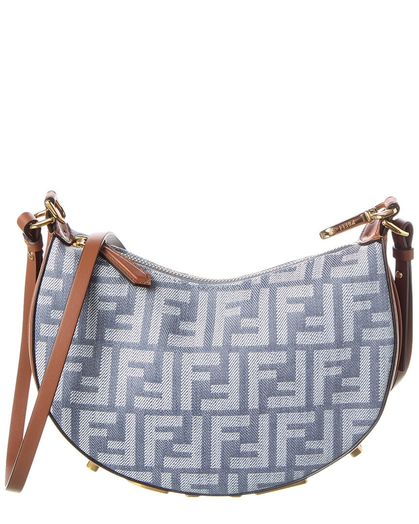 FENDI Fendigraphy Mini FF Denim & Leather Hobo Bag - Walmart.com