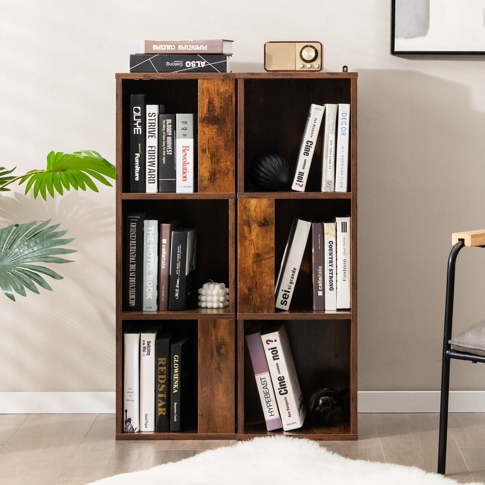 FENG20 2-Pack 3-Tier Wooden Bookshelf Display Storage Rack - Compact ...