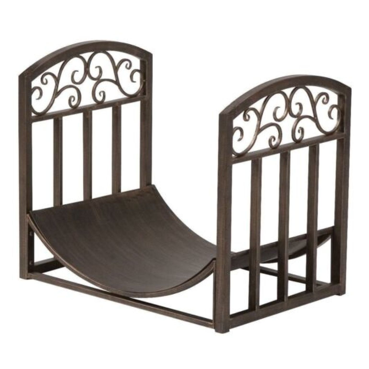 FENG20 Bronze Finish Metal Log Bin Fireplace Rack Wood Holder Storage ...