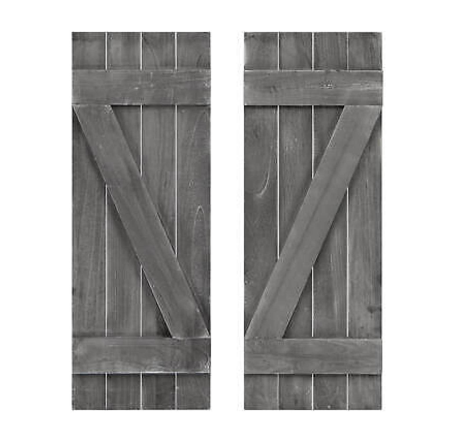 FENG20 Window Shutter Set of 2 Reclaimed Paulownia Wood Wall Decor w ...
