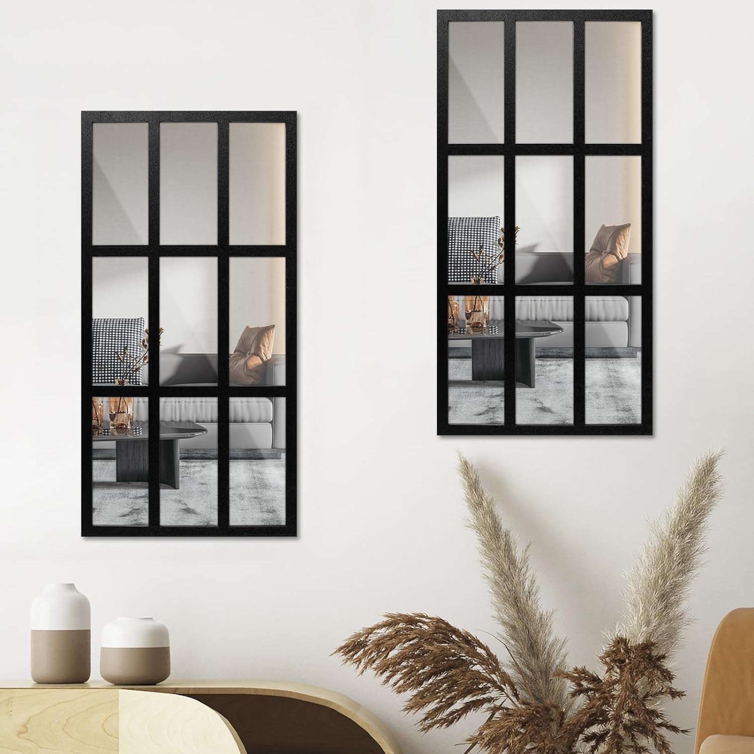 FENG2Pcs Arched Window Mirror Retro Entry Wall Mirror Decal Acrylic ...