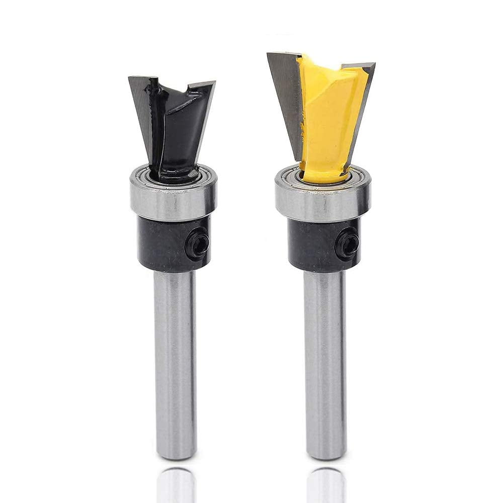Feng2pcs Dovetail Joint Bearing Router Bits 14 Inch Shank Dovetail Jig Bit Woodworking Milling