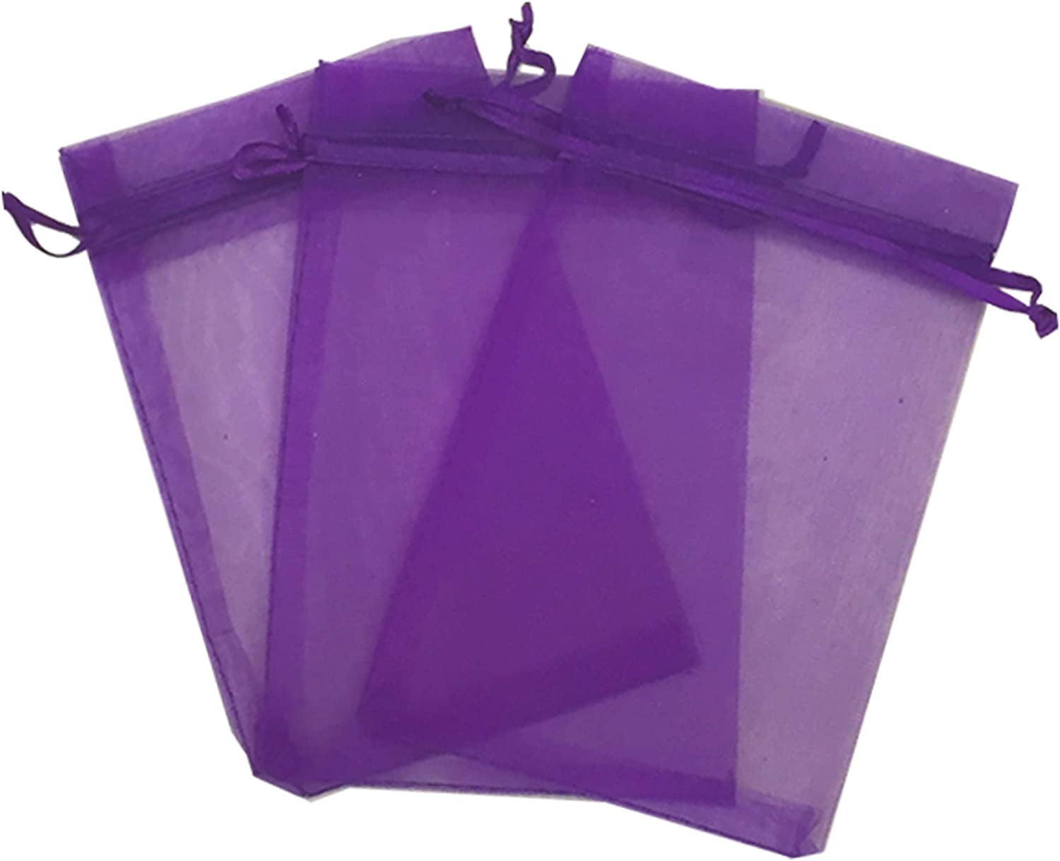 FENG500 Pcs Purple 4x6 Sheer Drawstring Organza Bags Jewelry Pouches ...