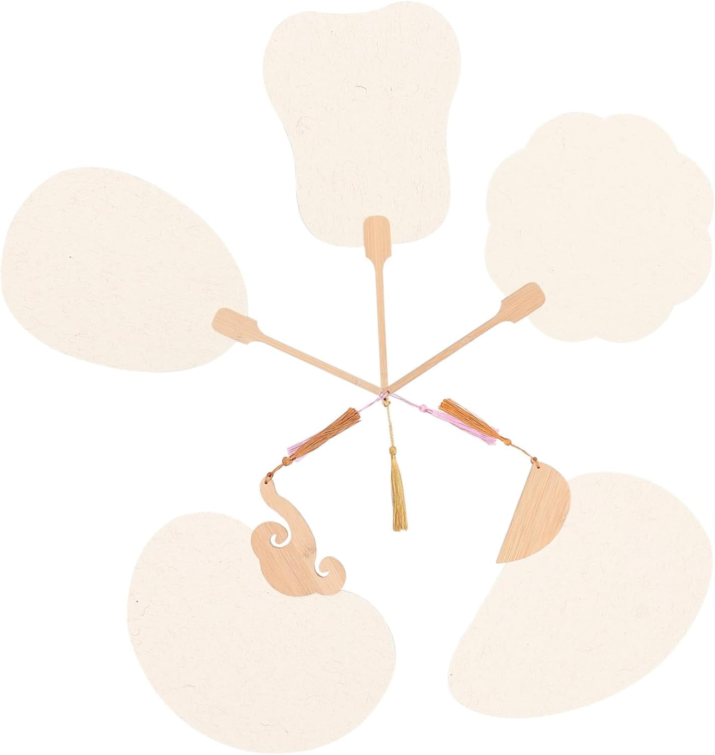 FENG5pcs Uchiwa Fan Making Double-Sided Blank Fans Chinese Round Fans ...