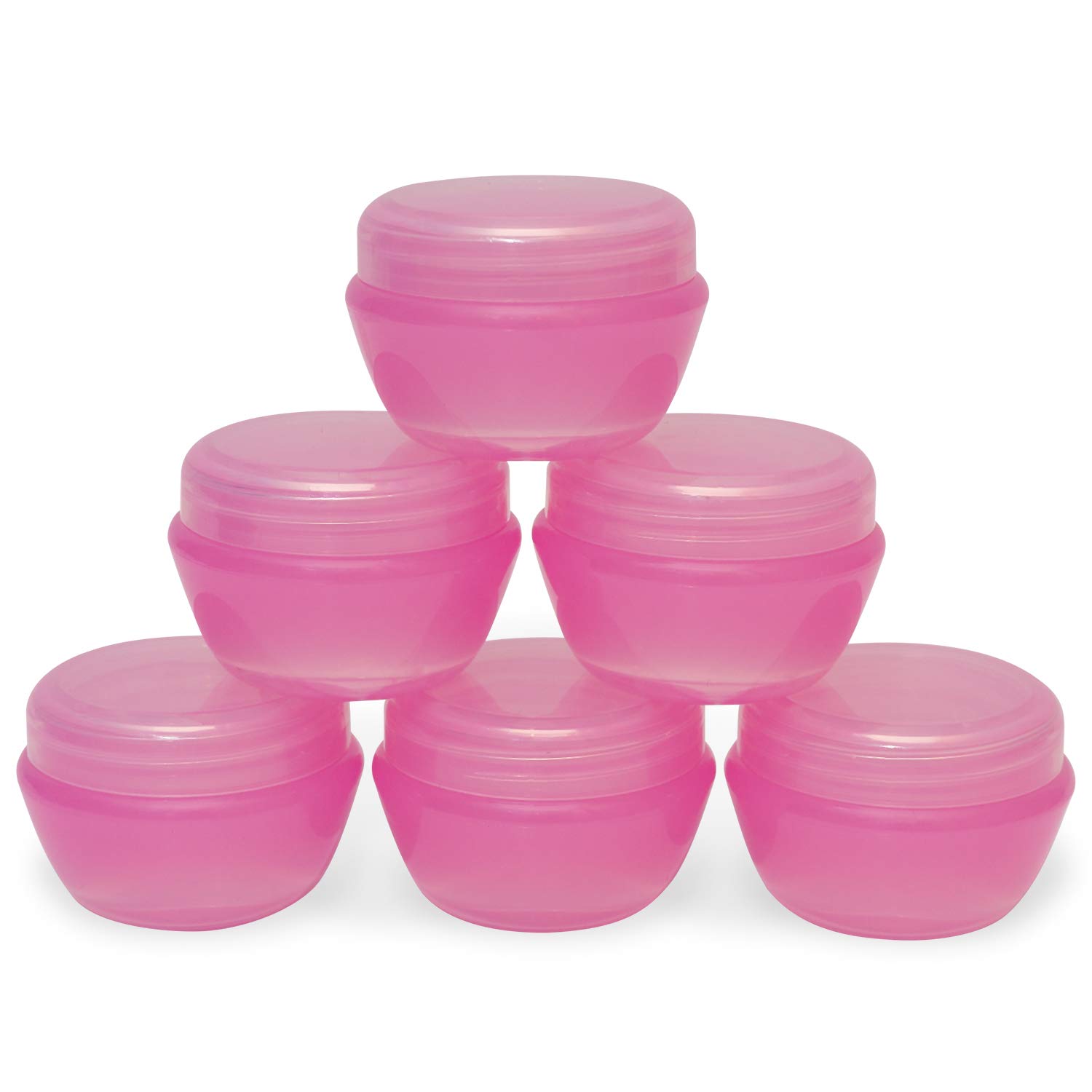 FENG6 Pack Pink Empty 20 Gram Round Plastic Pot Jars, Small Cosmetic ...