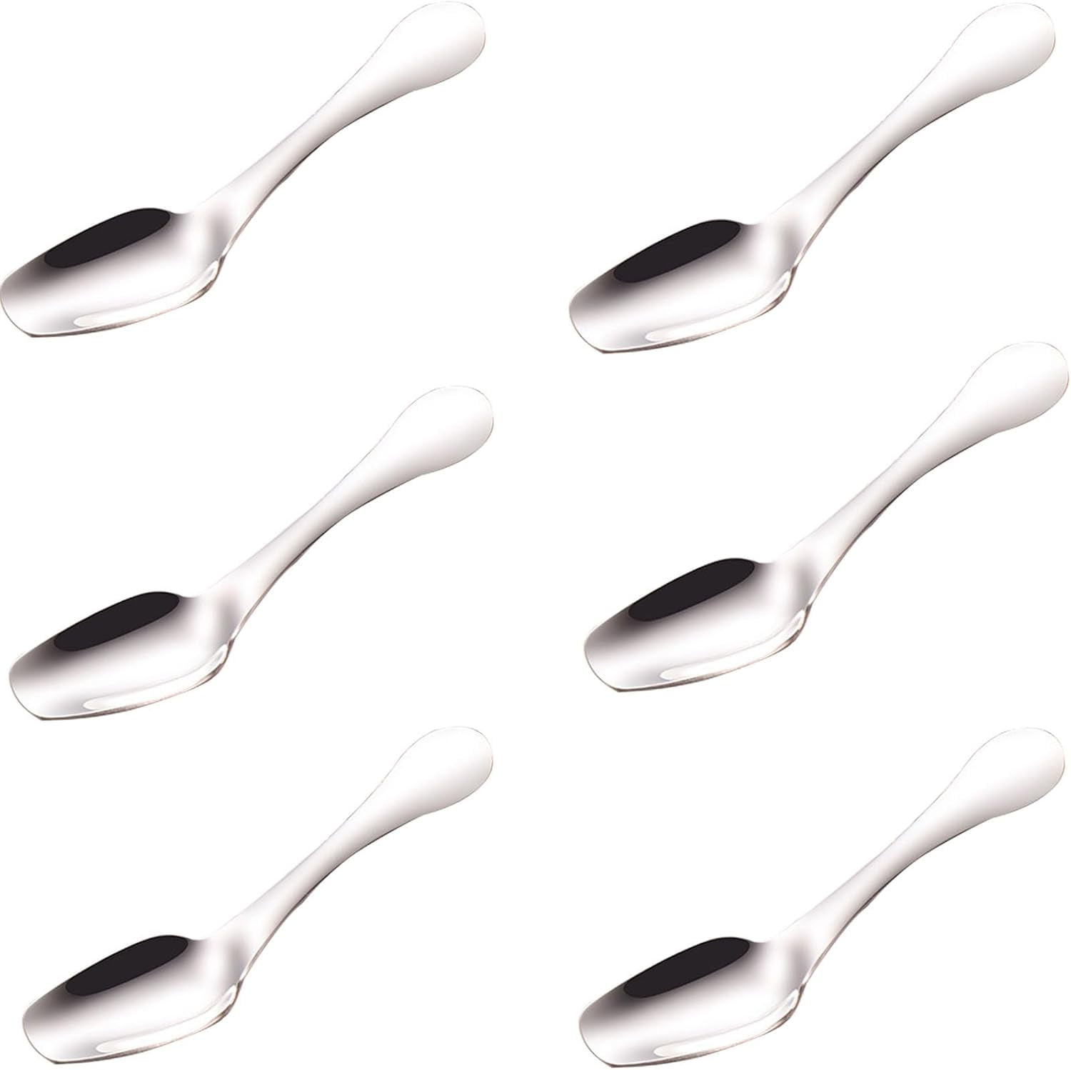 FENG6 Pcs Stainless Steel Spoons.For Coffee.Dessert.Ice Cream.Tea.Milk ...