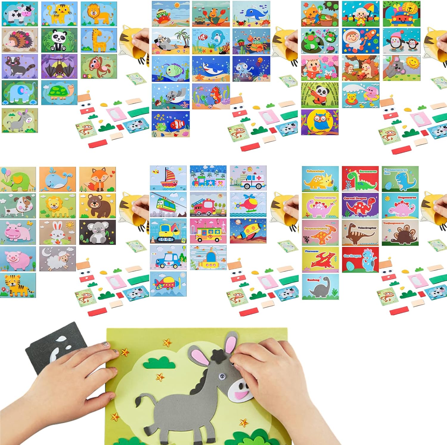 FENG6 Set/72 Sheets Cartoon EVA Sticker Toys, DIY Kids Animal Handmade ...