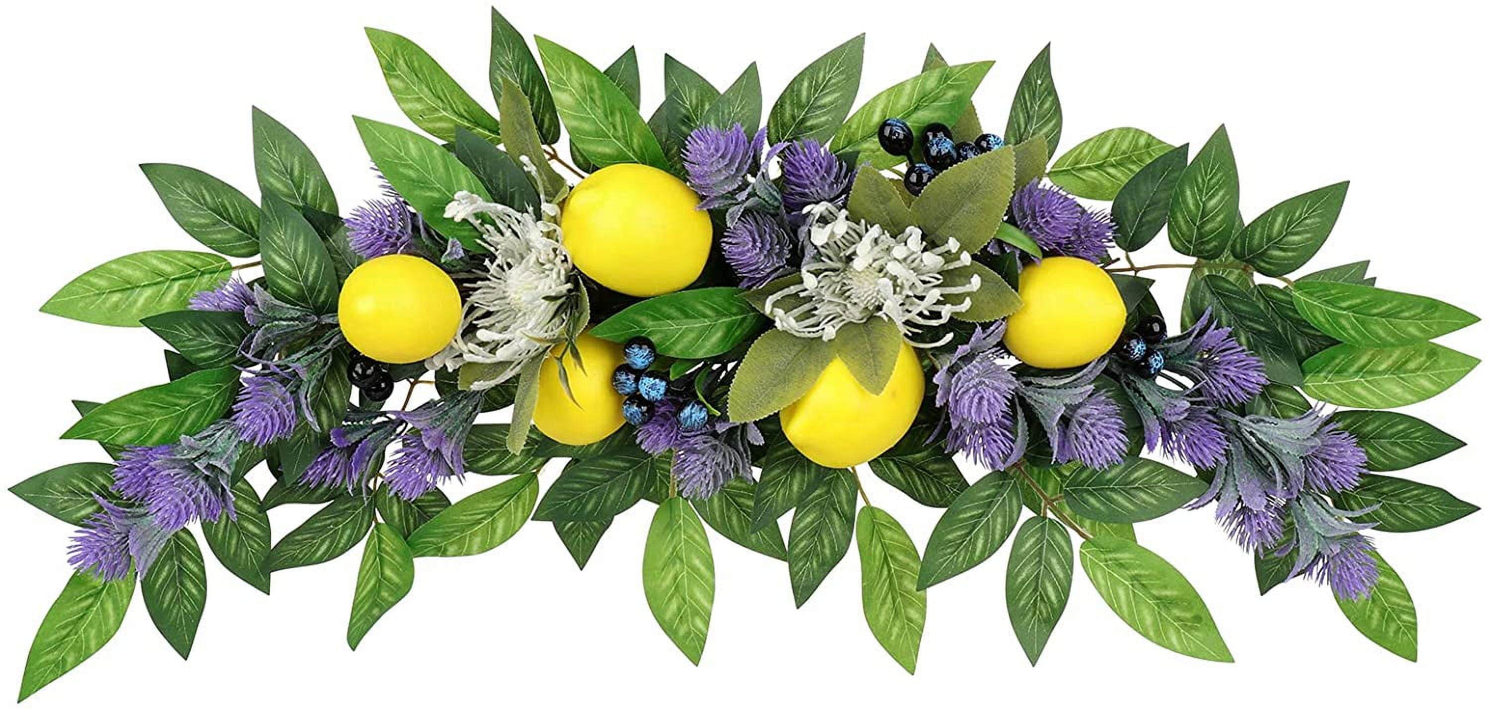 FENGArtificial Lemon Wreath Lifelike Fake Fruit Props Yellow Lemons ...