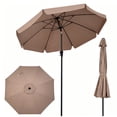 FENGFAN 10ft Brown Scalloped Patio Umbrella Push Button Tilt Crank Lift ...