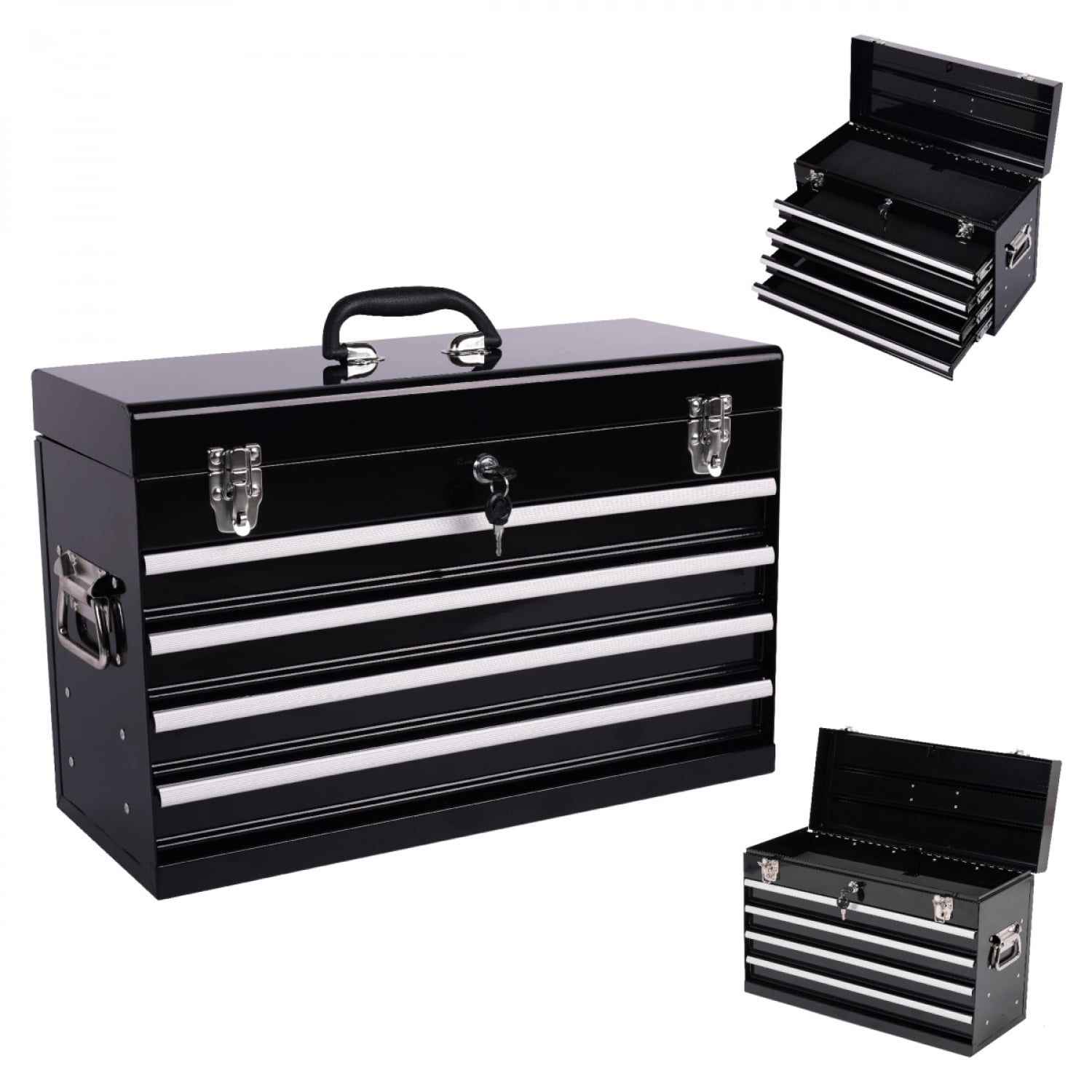 FENGFAN 21 Inch Heavy Duty Steel Tool Box 4 Drawers Ball Bearing Slide ...