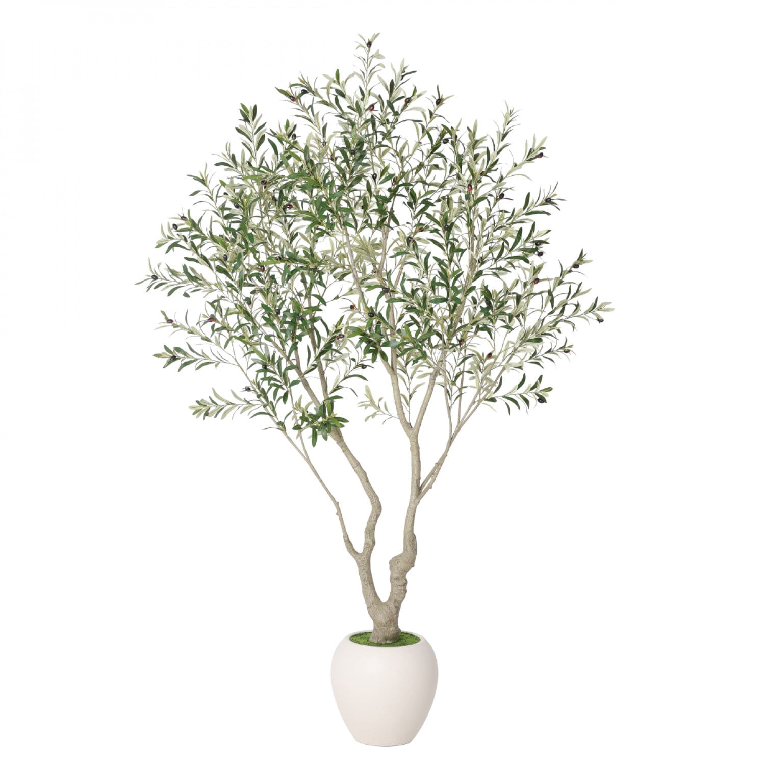 FENGFAN 8FT Artificial Olive Tree White Decorative Plastic Pot Modular ...
