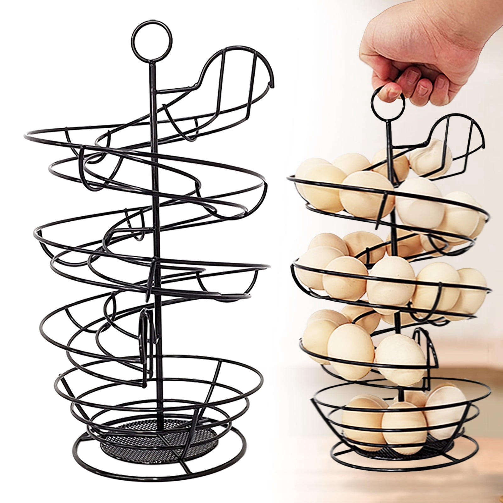 FENGGHAO Rotating Metal Egg Holder Countertop Egg Storage Rack ...