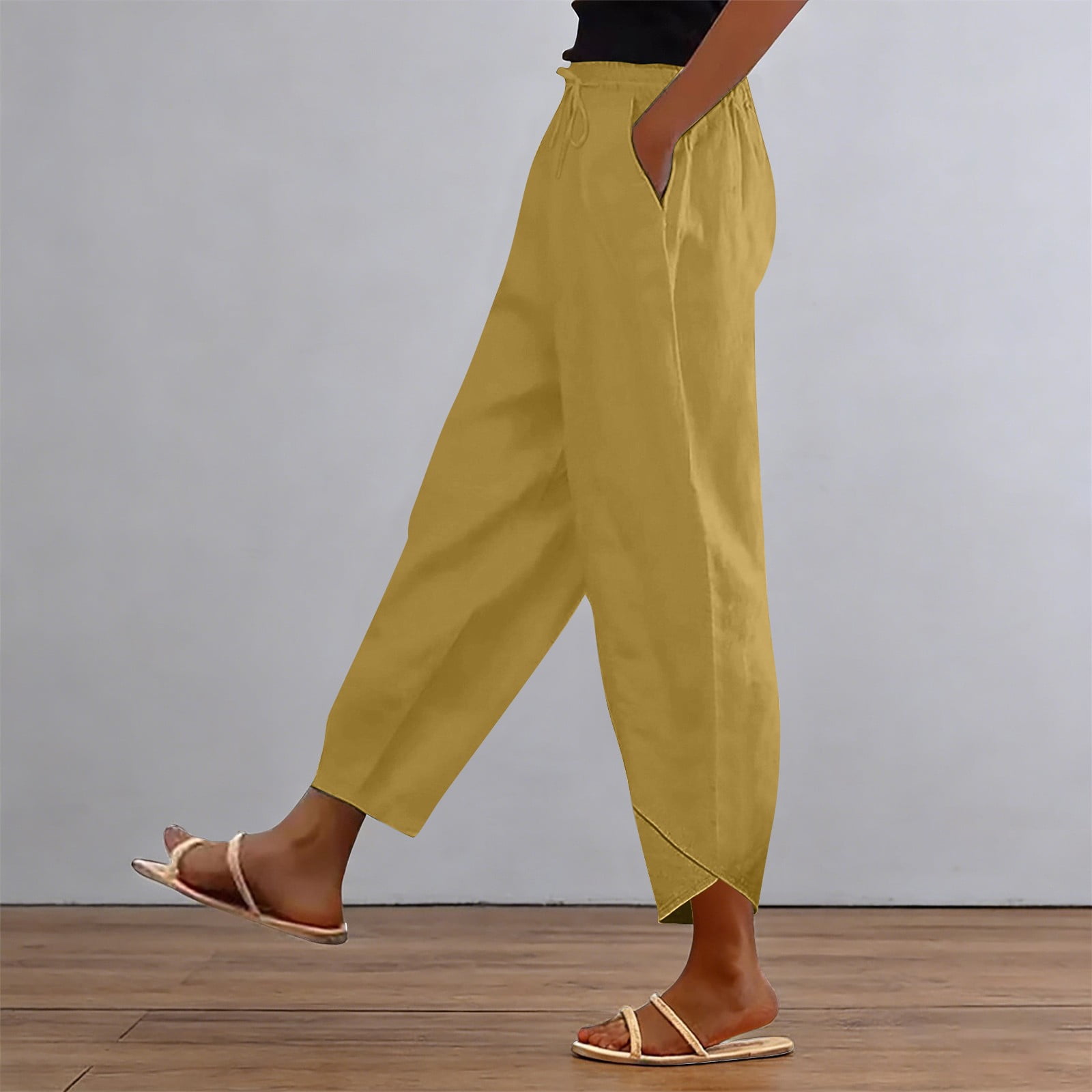FENGGHAO Women's Casual Layered Trousers with Long Inner and Short ...