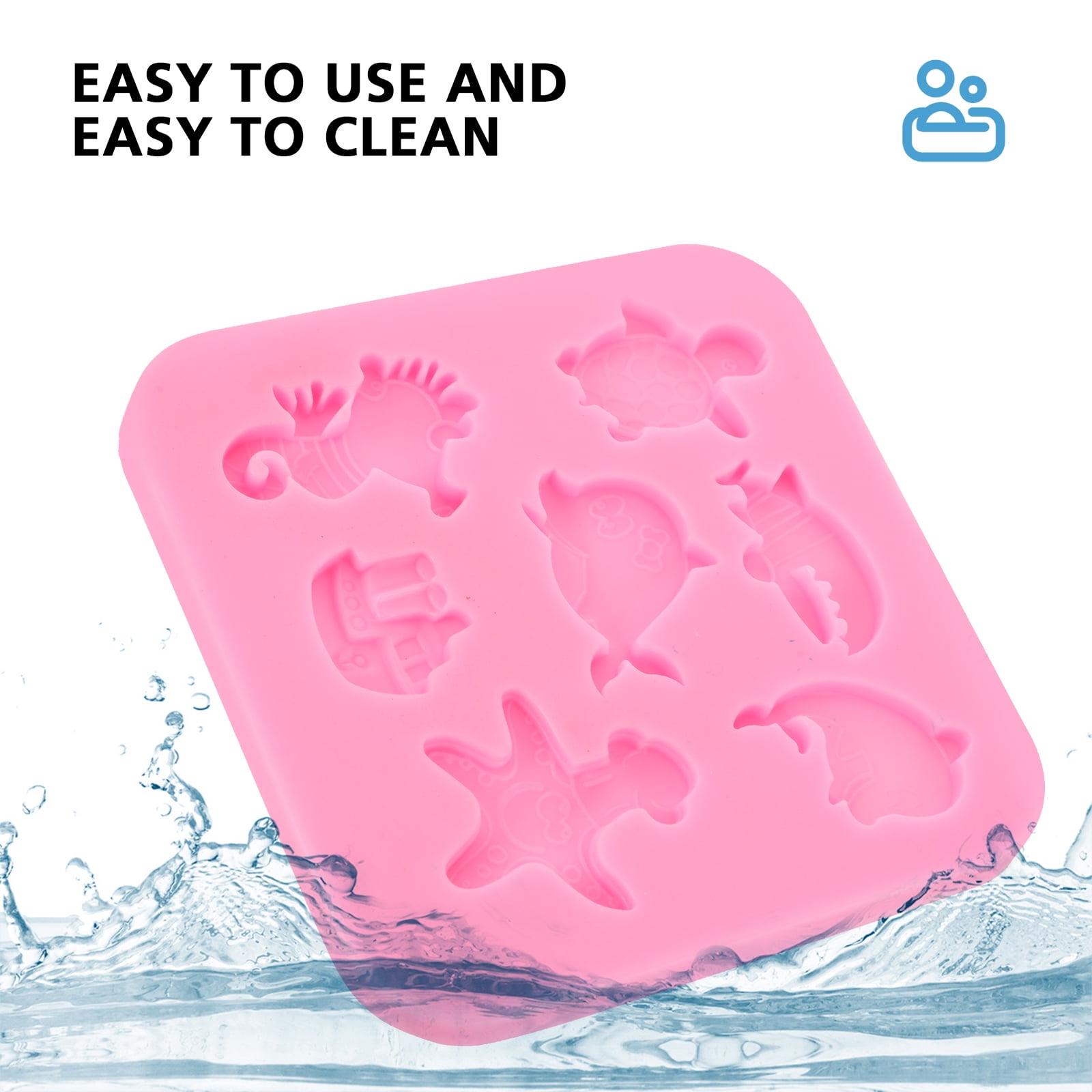 FENGGUIQU Dolphin Mold Pink Silicone Adorable Cake DIY Baking Tool 1Pc ...