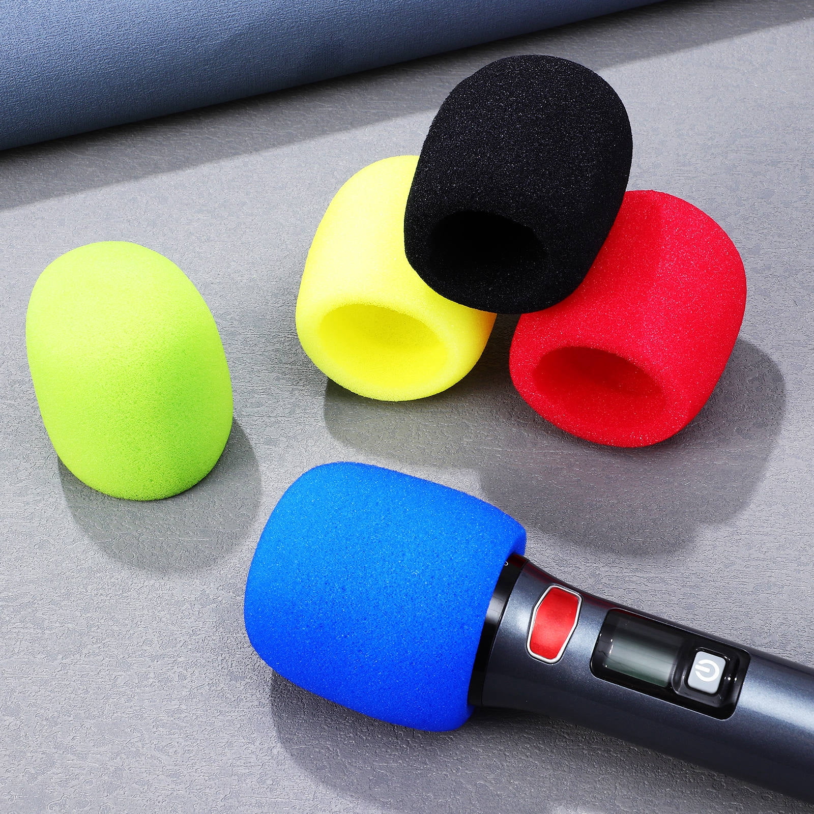 FENGGUIQU 10Pcs Covers for Microphone Green Sponge Saliva Protection ...
