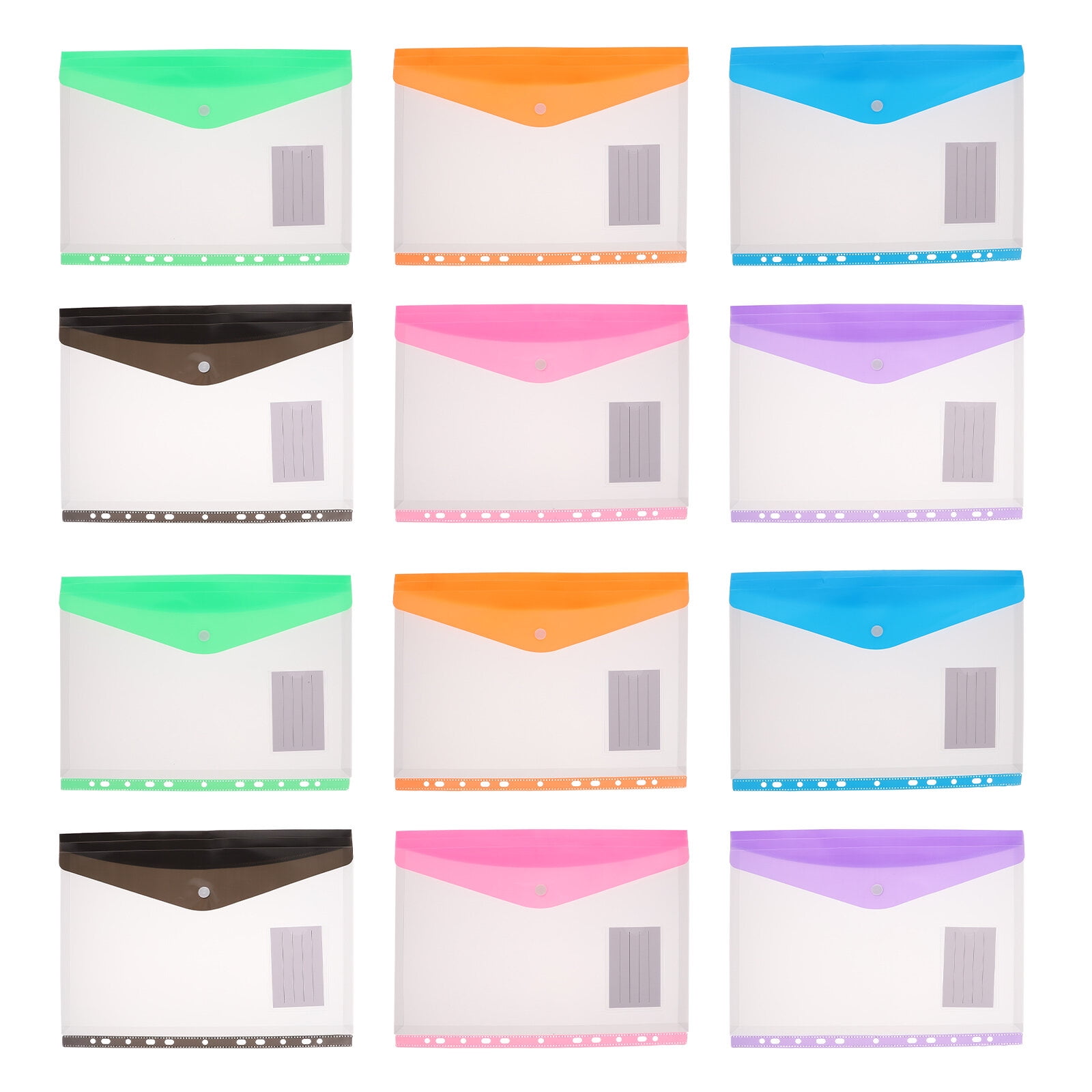 FENGGUIQU 12Pcs A4 Binder Pockets Assorted Colors Waterproof Document ...