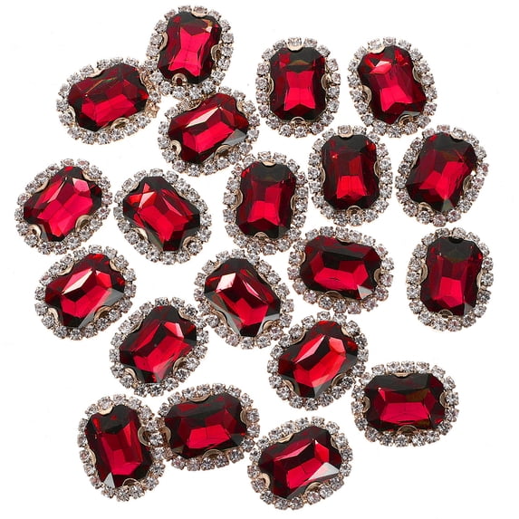 FENGGUIQU 20 Pieces Red Sew-On Rhinestones Glass Copper Decorative ...