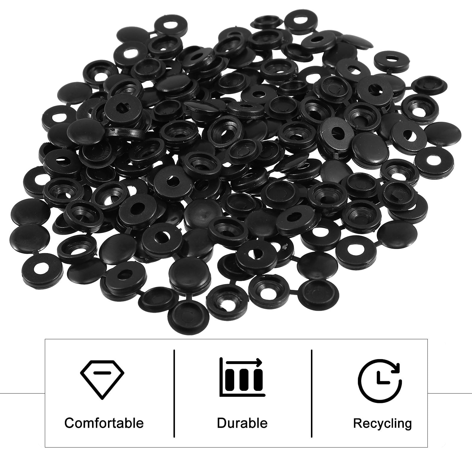 FENGGUIQU 200Pcs Plastic Screws Cover Caps Black Lightweight Protective ...