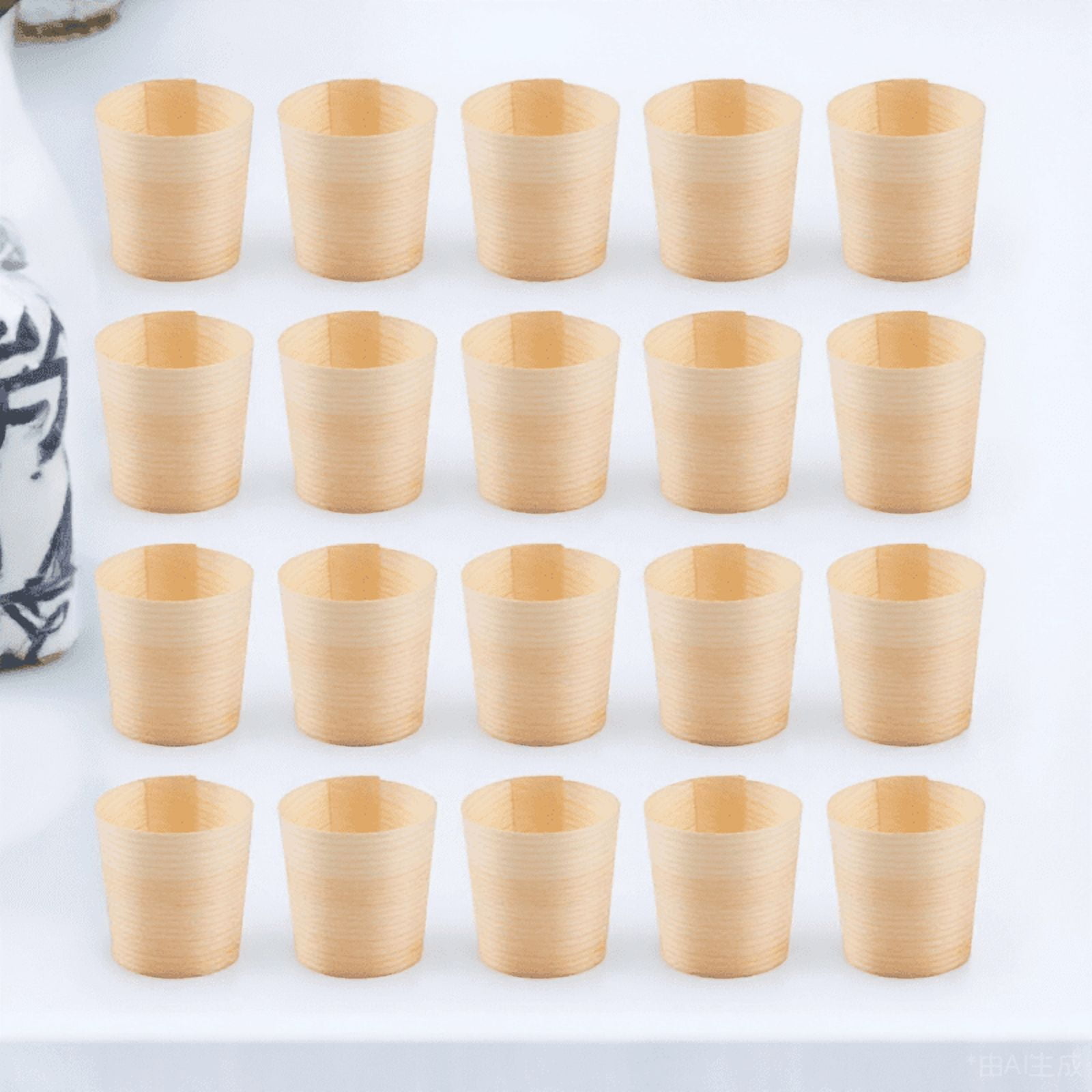FENGGUIQU 20Pcs Biodegradable Wood Cups Portable Round Cups for Drinks ...