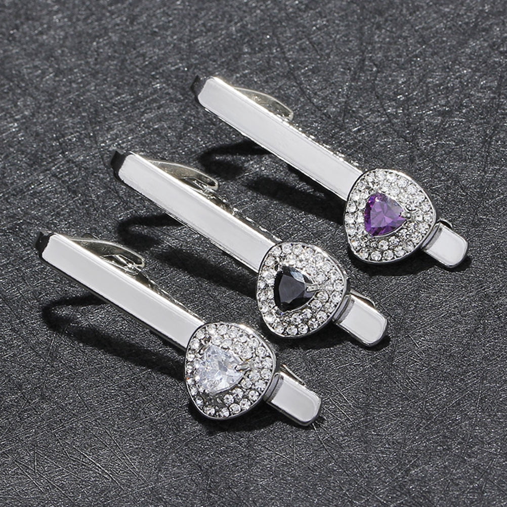 FENGGUIQU 3Pcs Clip on Ties for Men Alloy Elegant Tie Pins for Dress ...