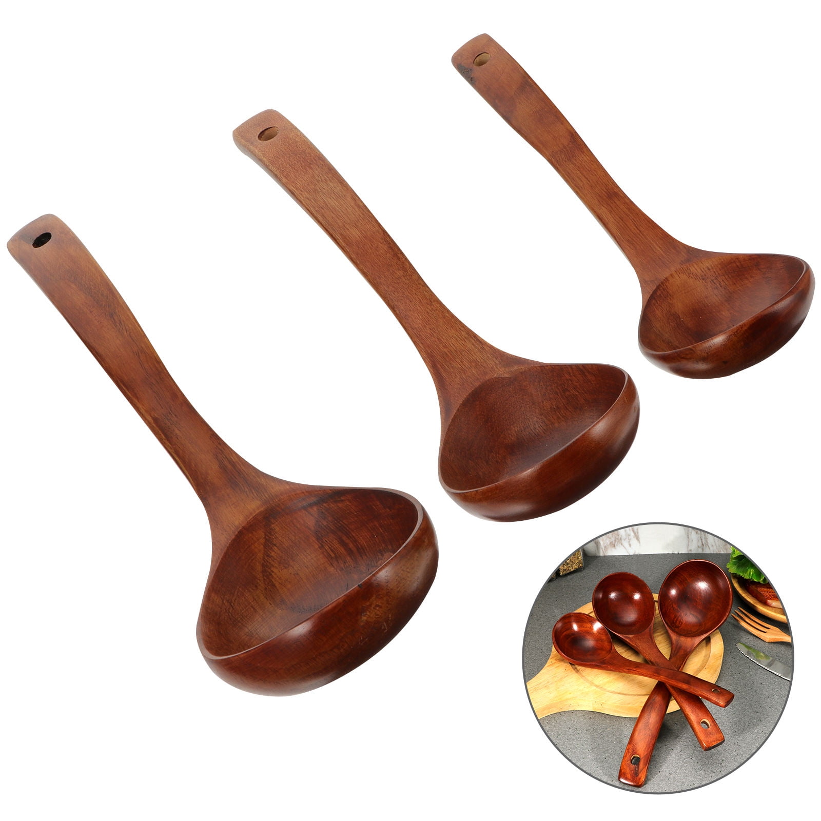 FENGGUIQU Serving Soup Spoons Wooden Cooking Household Tableware Home ...