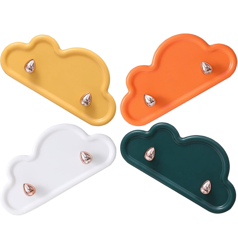 FENGGUIQU 4Pcs Cloud Shape Wall Hooks Plastic Adhesive Key Towel ...