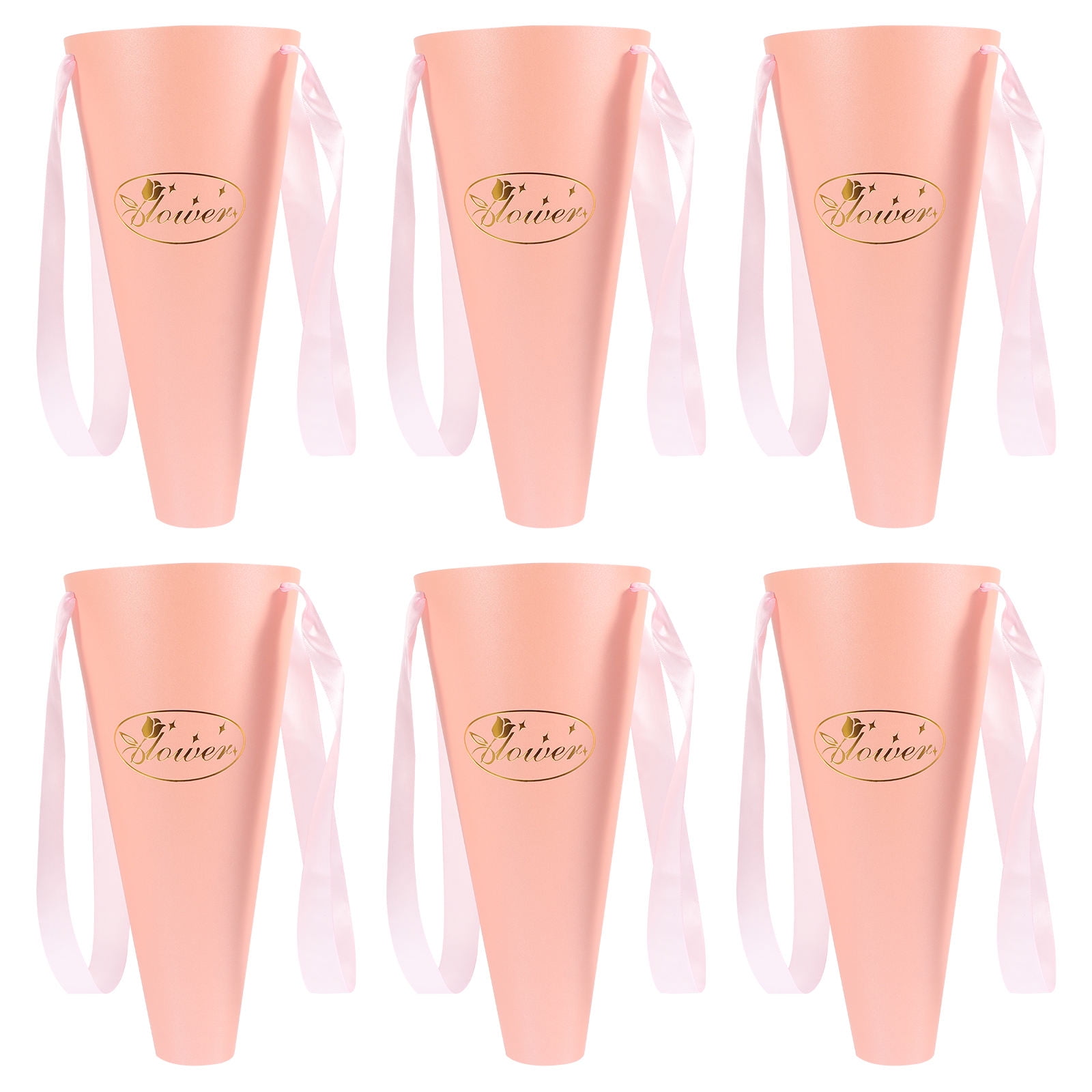 FENGGUIQU 6Pcs Flower Bouquet Bag Pink Folding Paper Bucket for Elegant ...