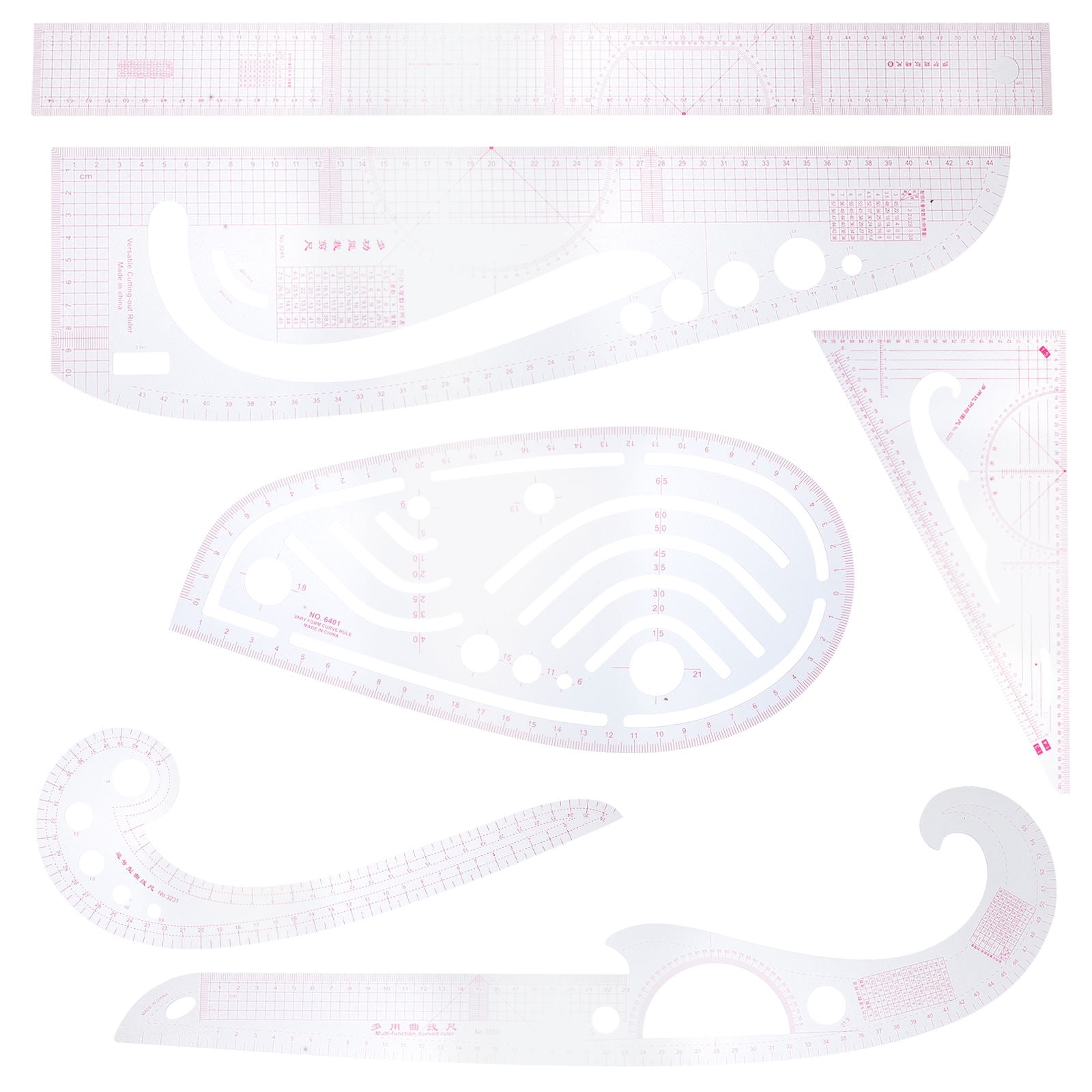 FENGGUIQU 6Pcs French Curve Ruler Template Plastic Measuring Tools For ...