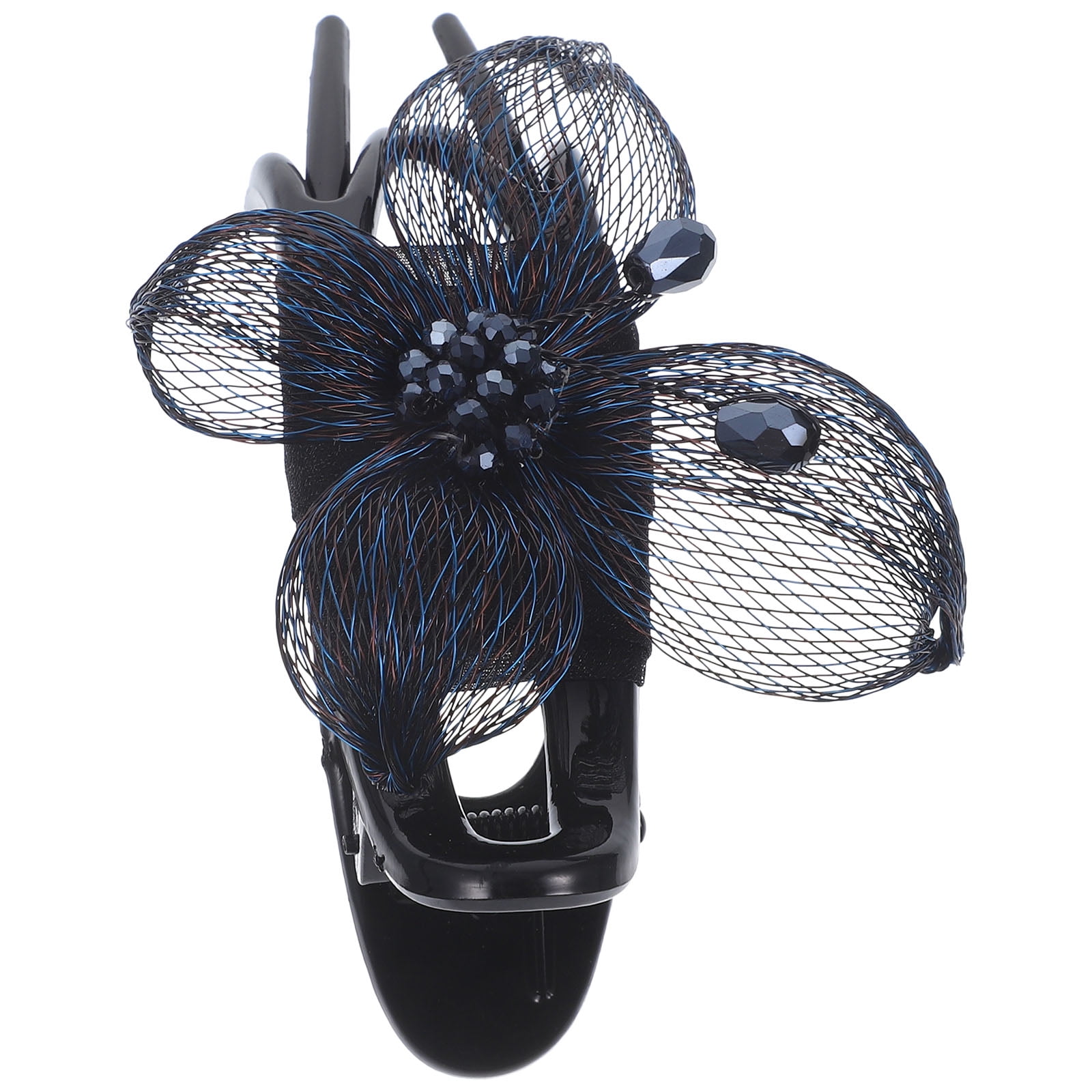 FENGGUIQU Blue Silk Yarn Flower French Clip for Thick Hair Hair Jewelry ...