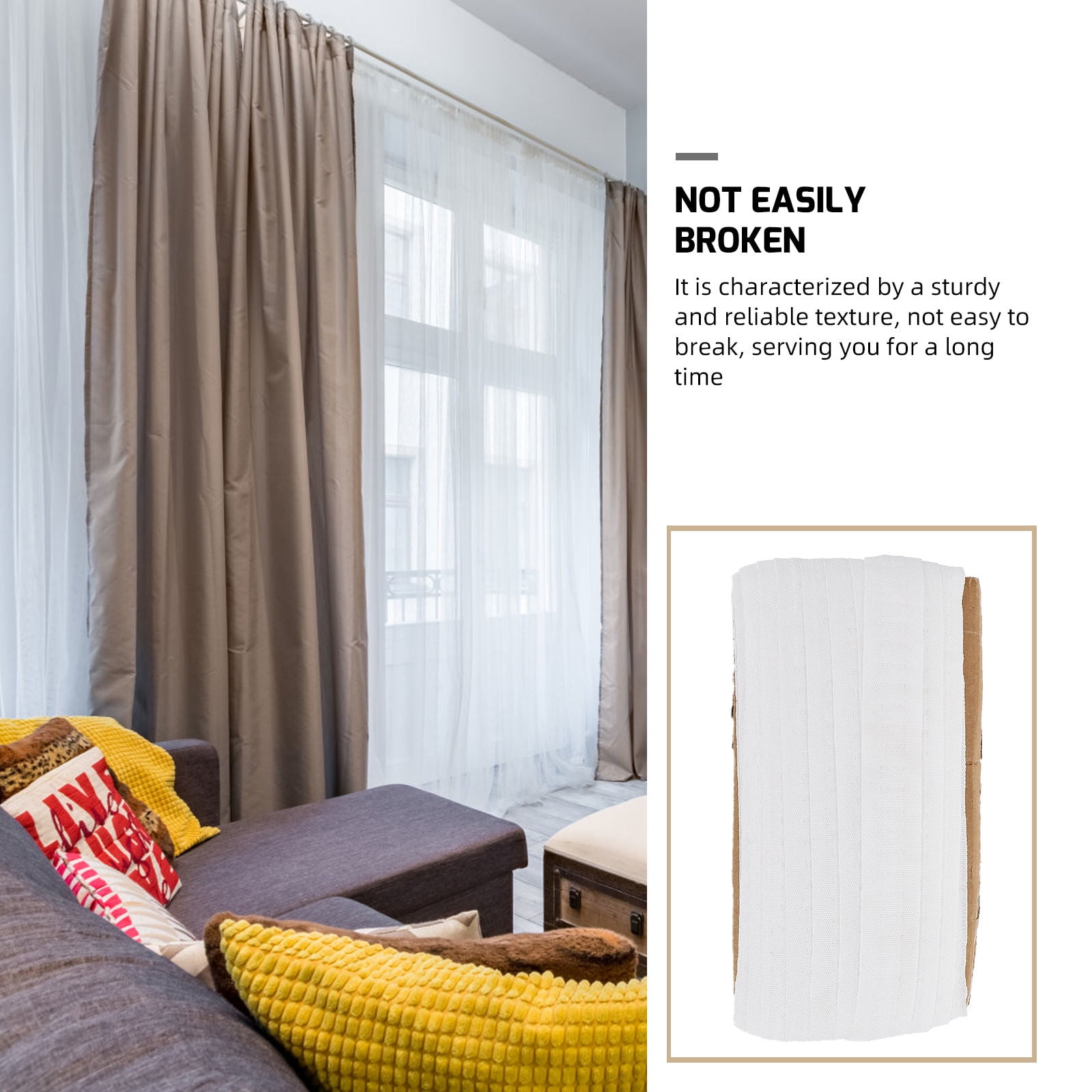 FENGGUIQU White Curtain Header Tape Lightweight for Home Decor ...