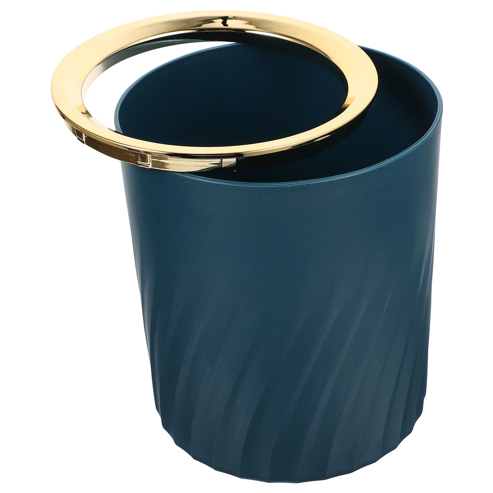 FENGGUIQU Dark Green Home Trash Bin with Lid, Creative Pressing ...