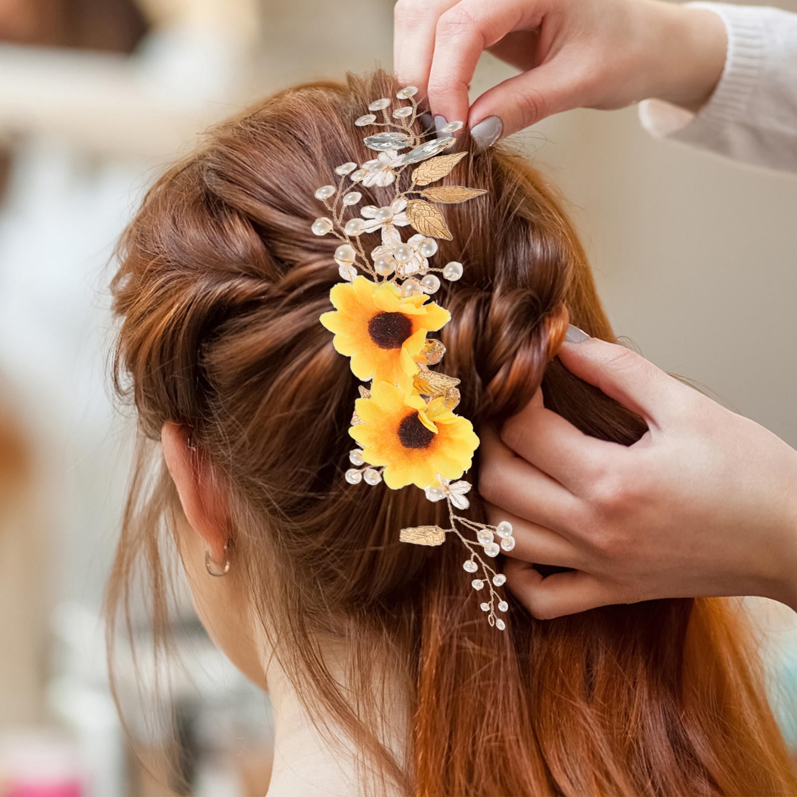 FENGGUIQU Elegant Sunflower Wedding Tiara Alloy Hair Accessory for ...