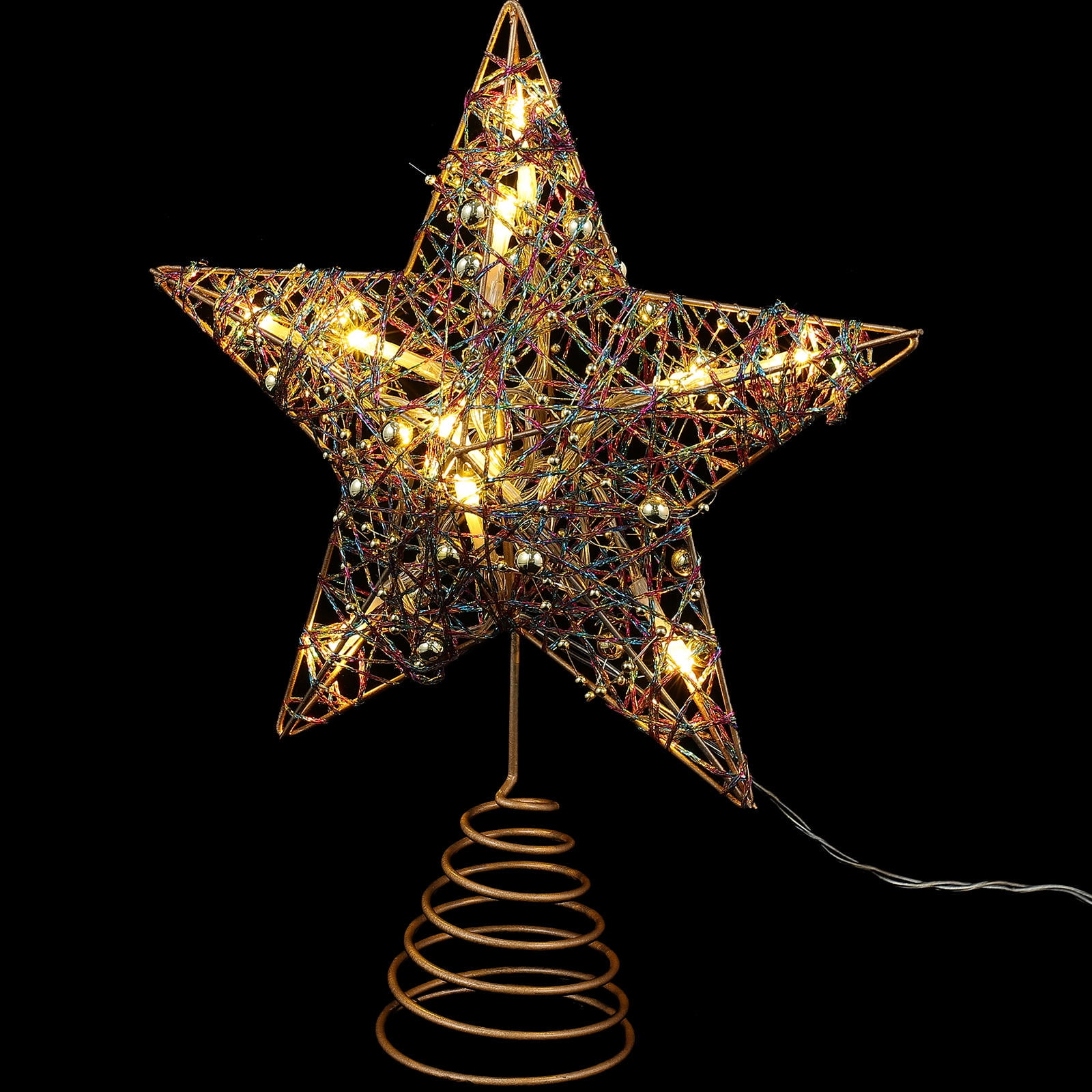FENGGUIQU Premium Iron Five Pointed Star Tree Topper with LED Lights ...