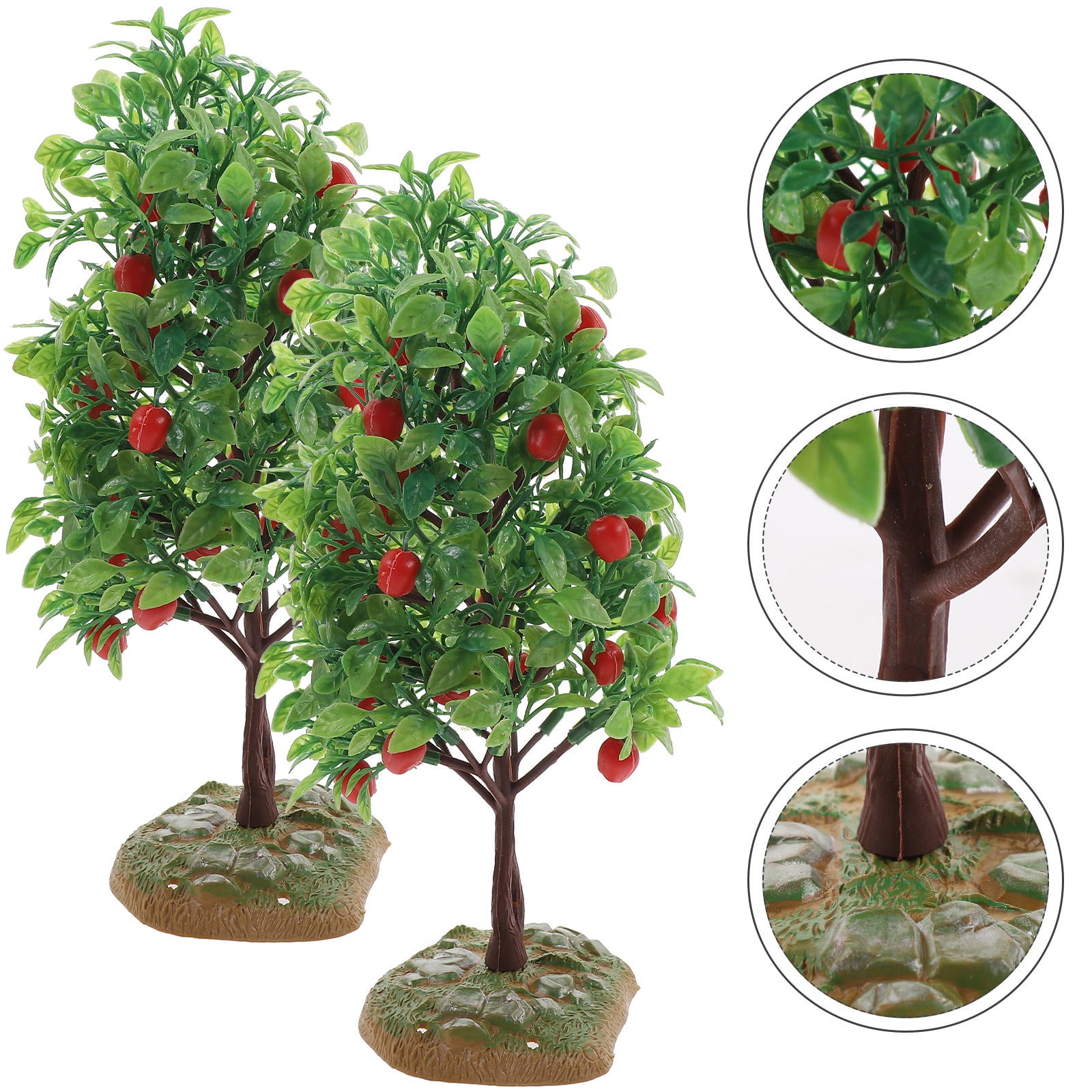 FENGGUIQU Fruit Tree Model Decor Green Plastic Lightweight Fine ...