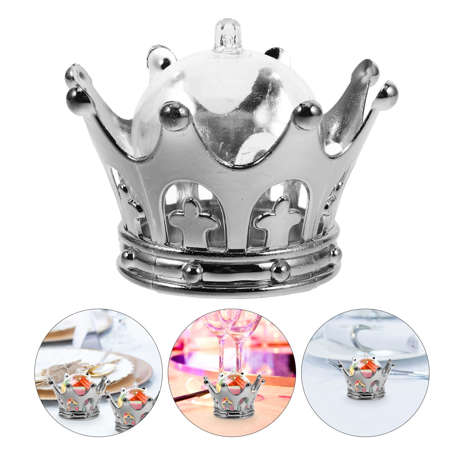 FENGGUIQU Silver Fillable Crown Box with Dome for Storage Large ...