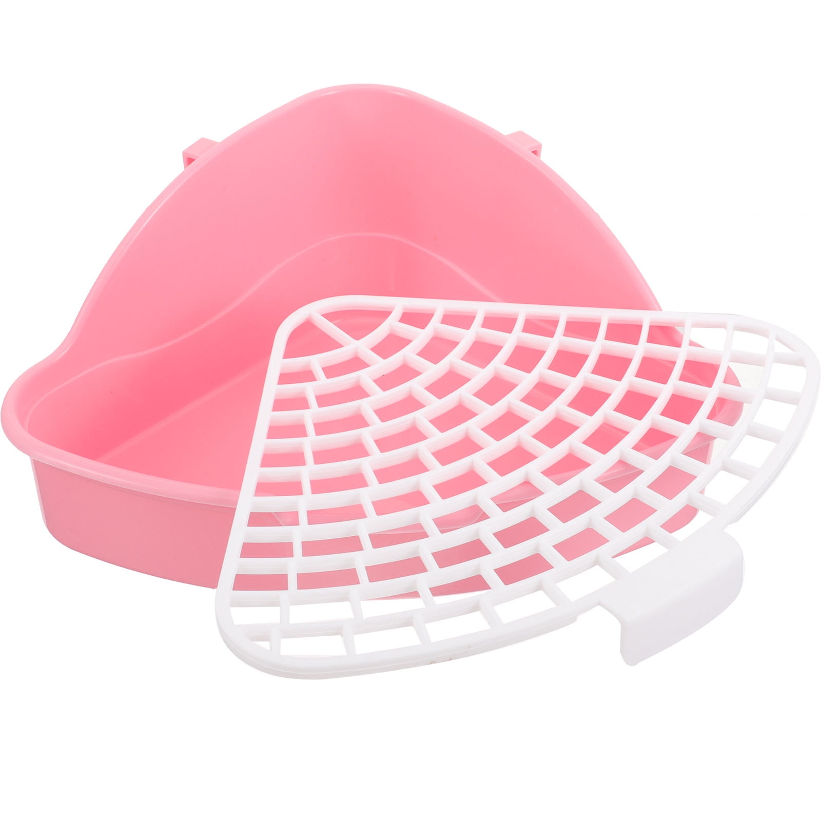 FENGGUIQU Rabbit Litter Box Pink Plastic Durable Space-Saving Corner ...