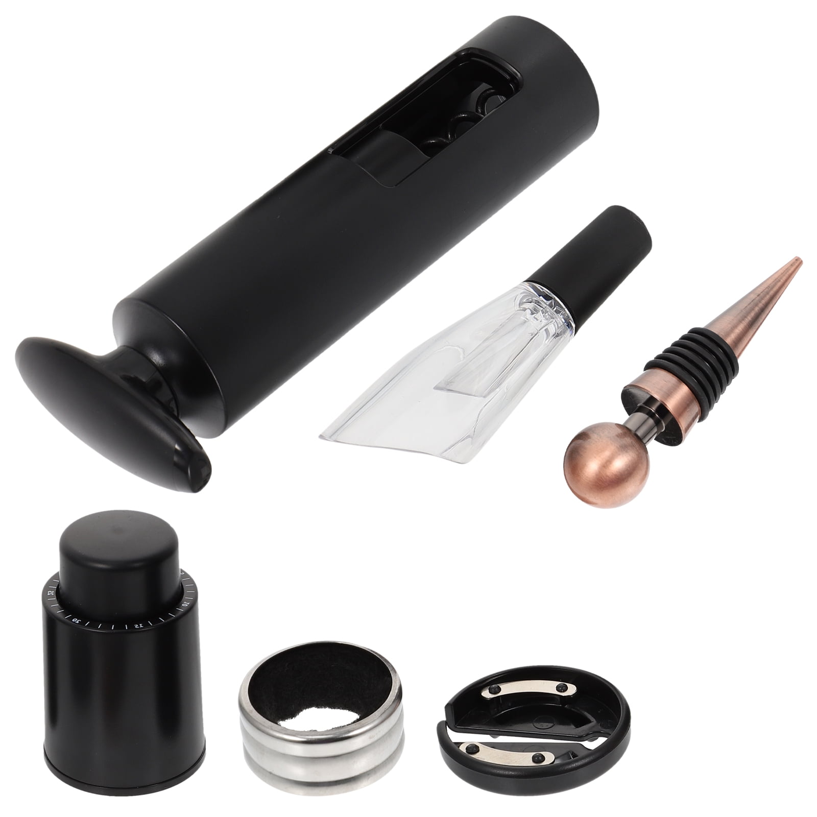 FENGGUIQU Black Wine Accessory Kit, Rotary Opener and Stoppers ...