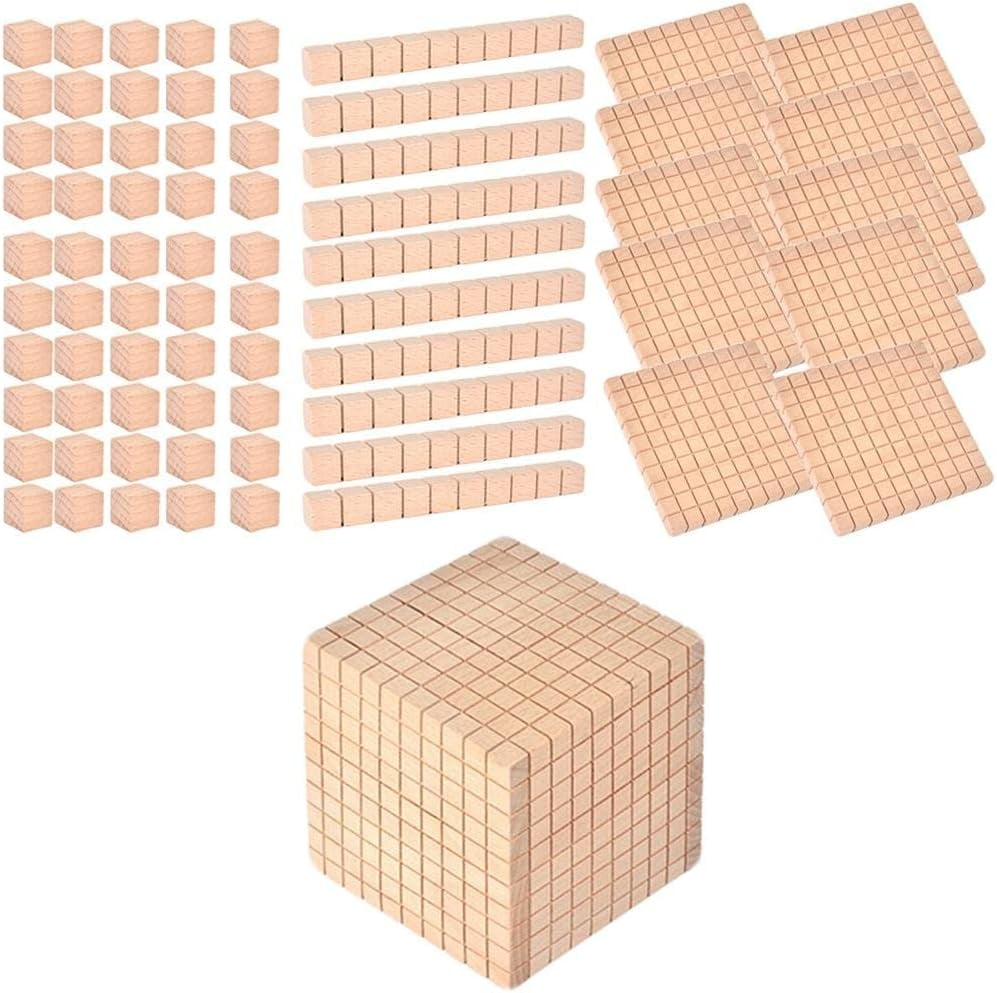 FENGMontessori DIY Wooden Base Ten Blocks Math Manipulative Early Math ...