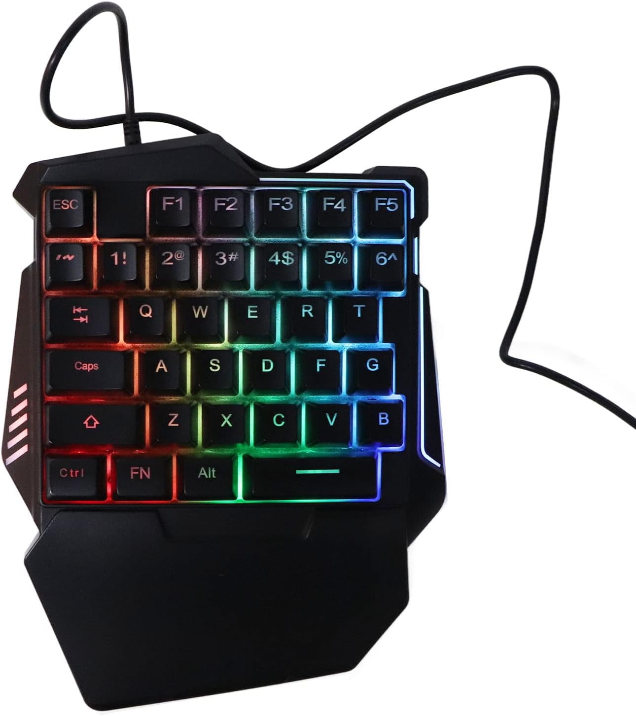 FENGOne Handed Gaming Keyboard, 35 Keys Colorful RGB Backlight Half ...