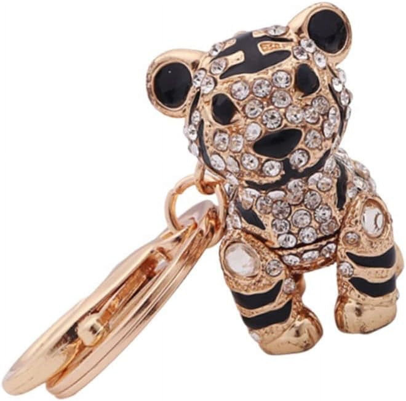 FENGRhinestone Tiger Keychain Animal Little Tiger Key Ring Charm Cute ...