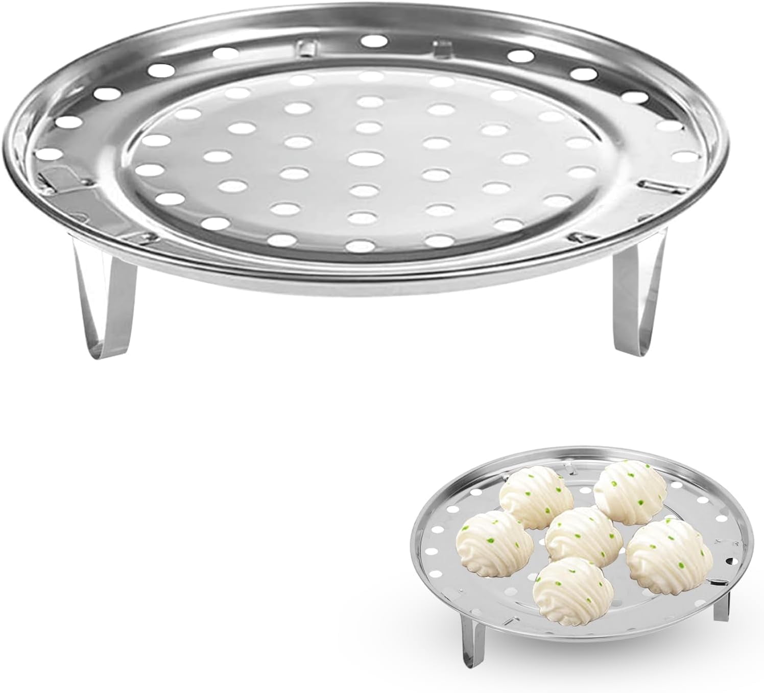 FENGSteamer Rack, 10.2 Inch Stainless Steel Steamer Rack Steam Tray ...